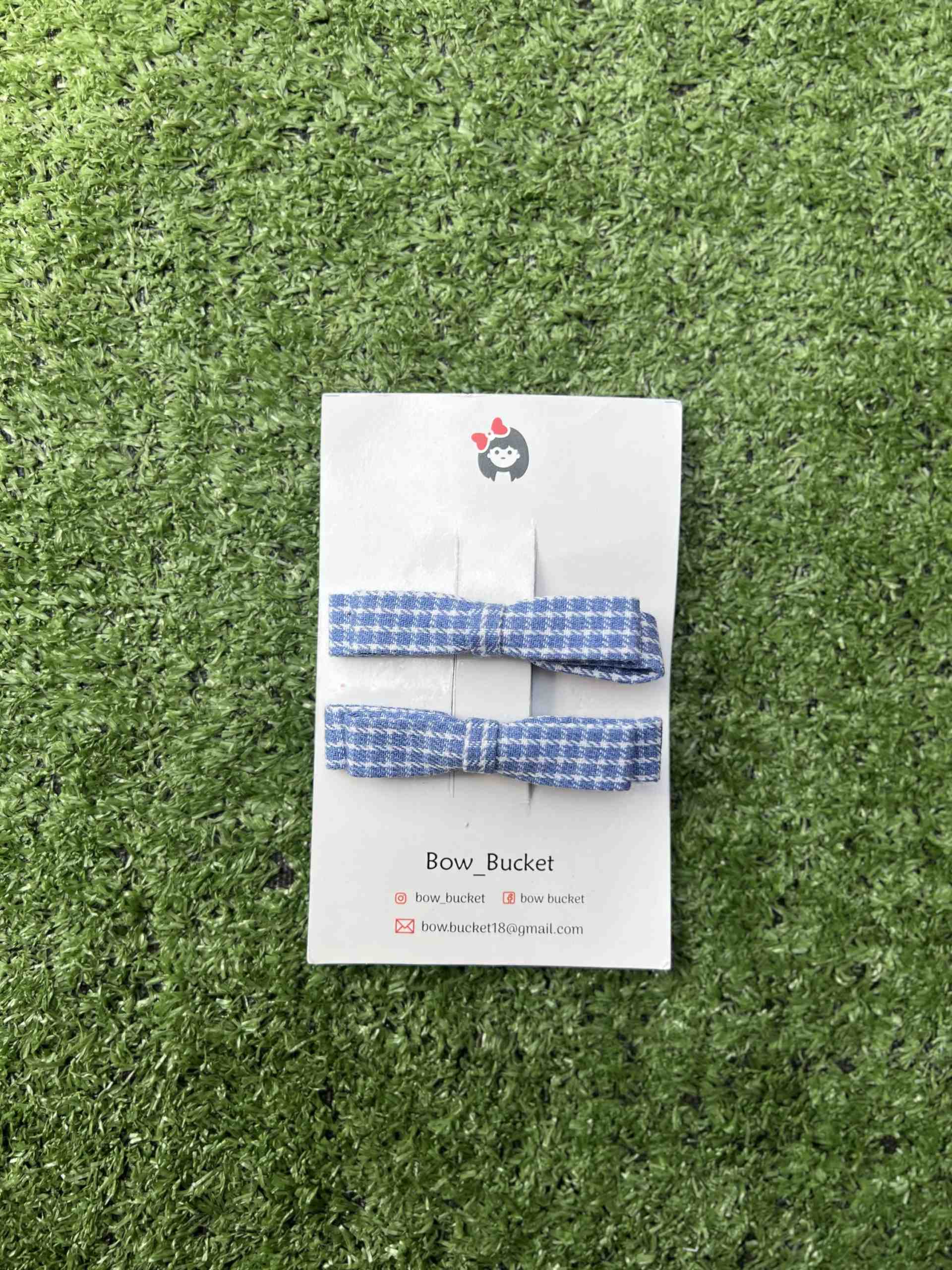 blue plaided pair clip