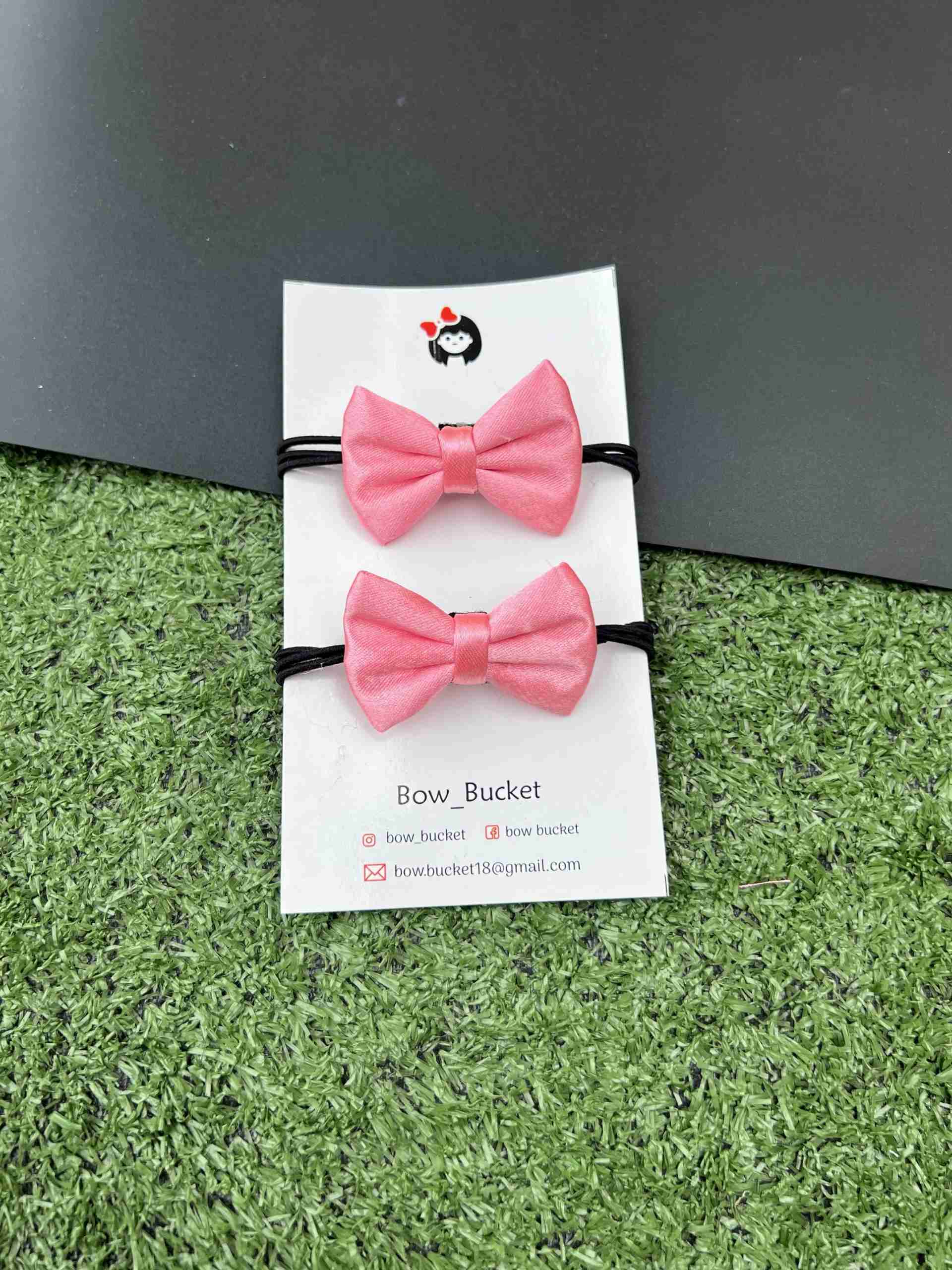peach satin micro rubber band pair