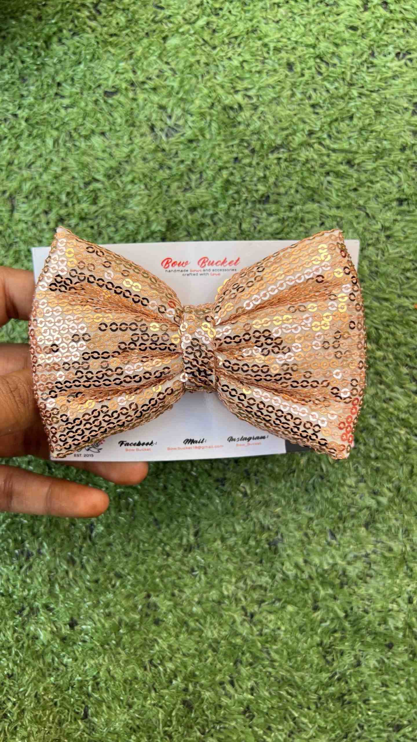 rose gold sequence bow