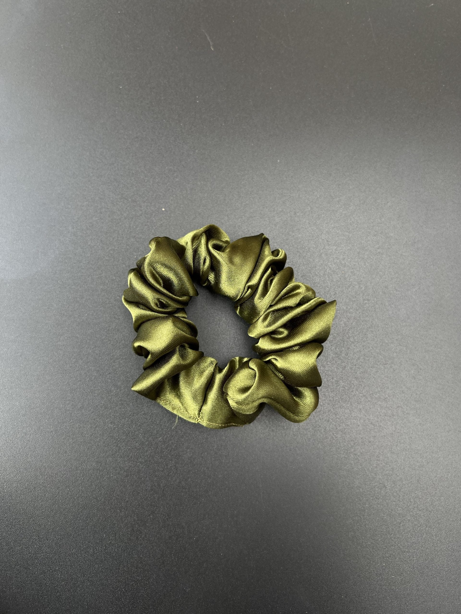 dark green satin scrunchie