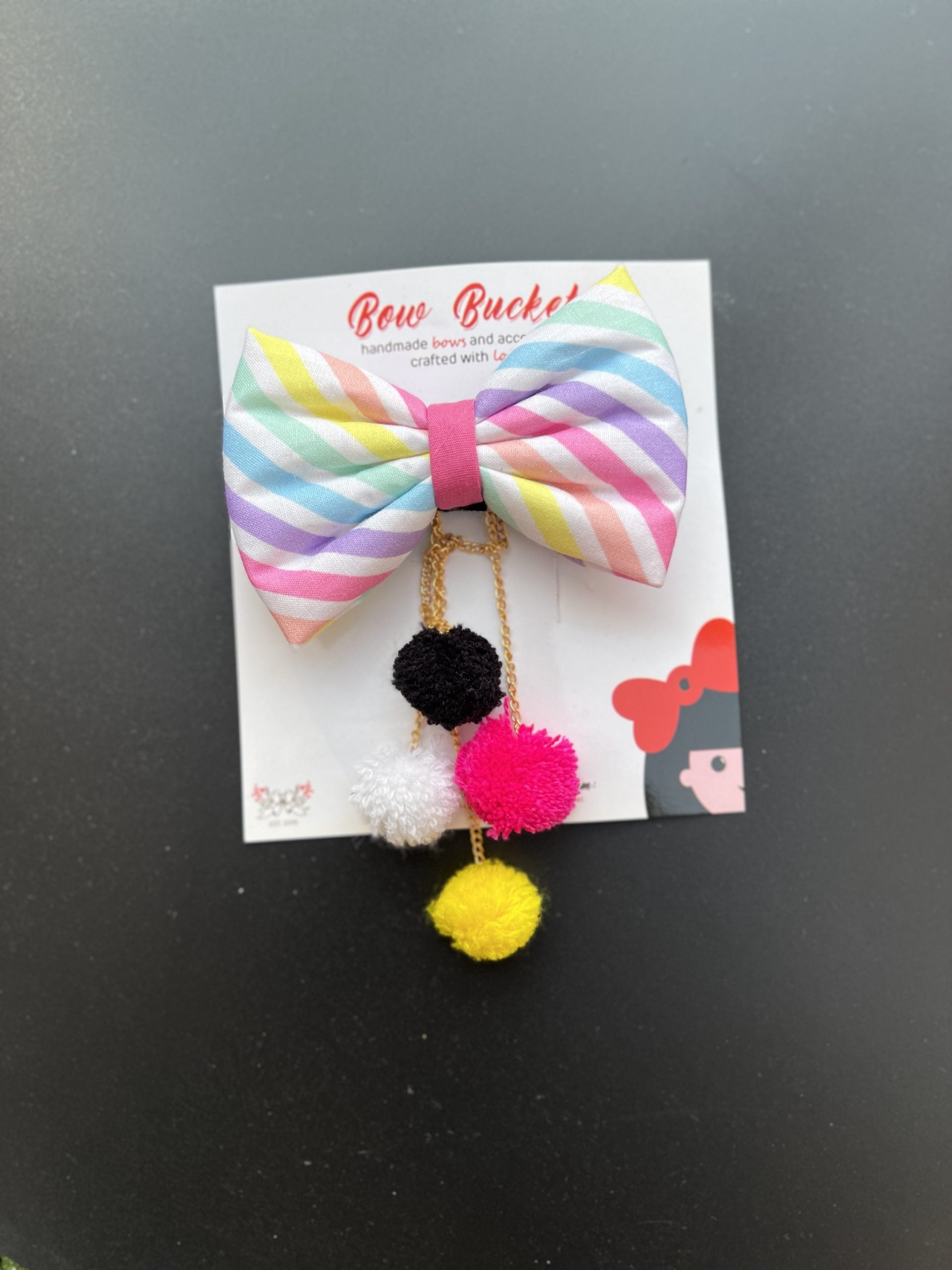 pastel hanging pom pom clip