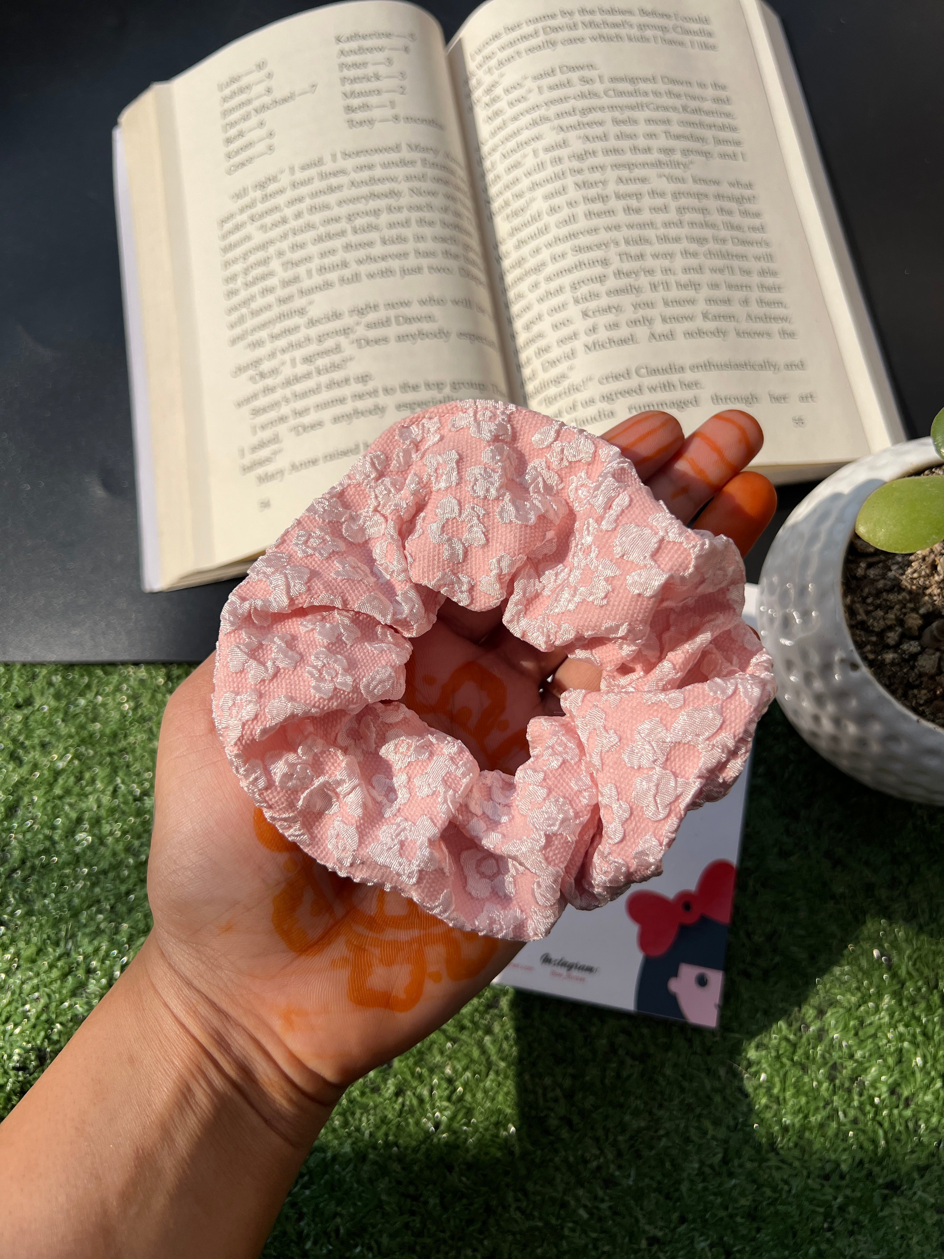 Peach floral scrunchie